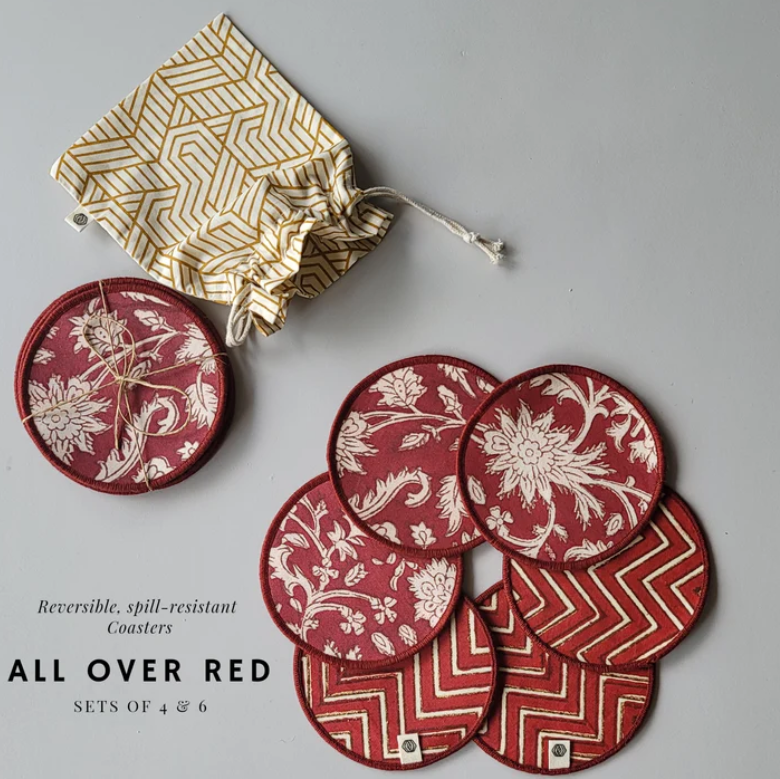 Coasters – Spill-Resistant & Reversible Cotton Coasters for Sustainable ...