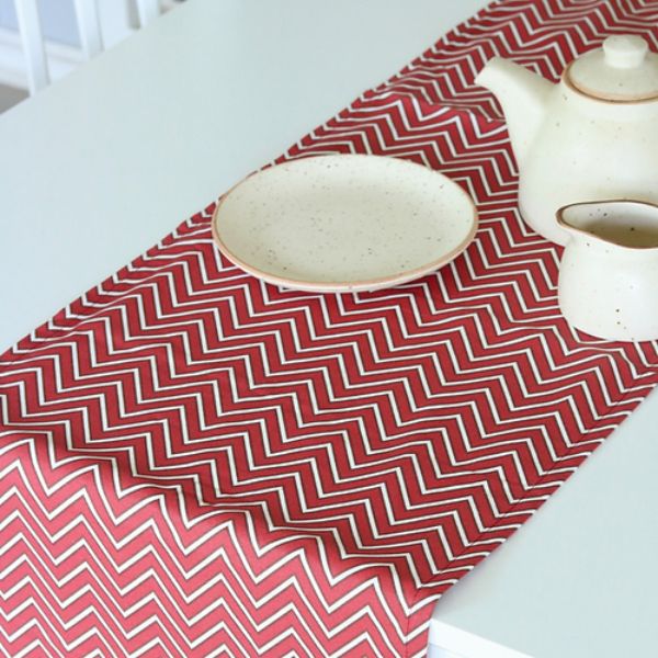 Wipeable & Anti-Slip Cotton Table Linen | Runners | All Over Red | Hand ...
