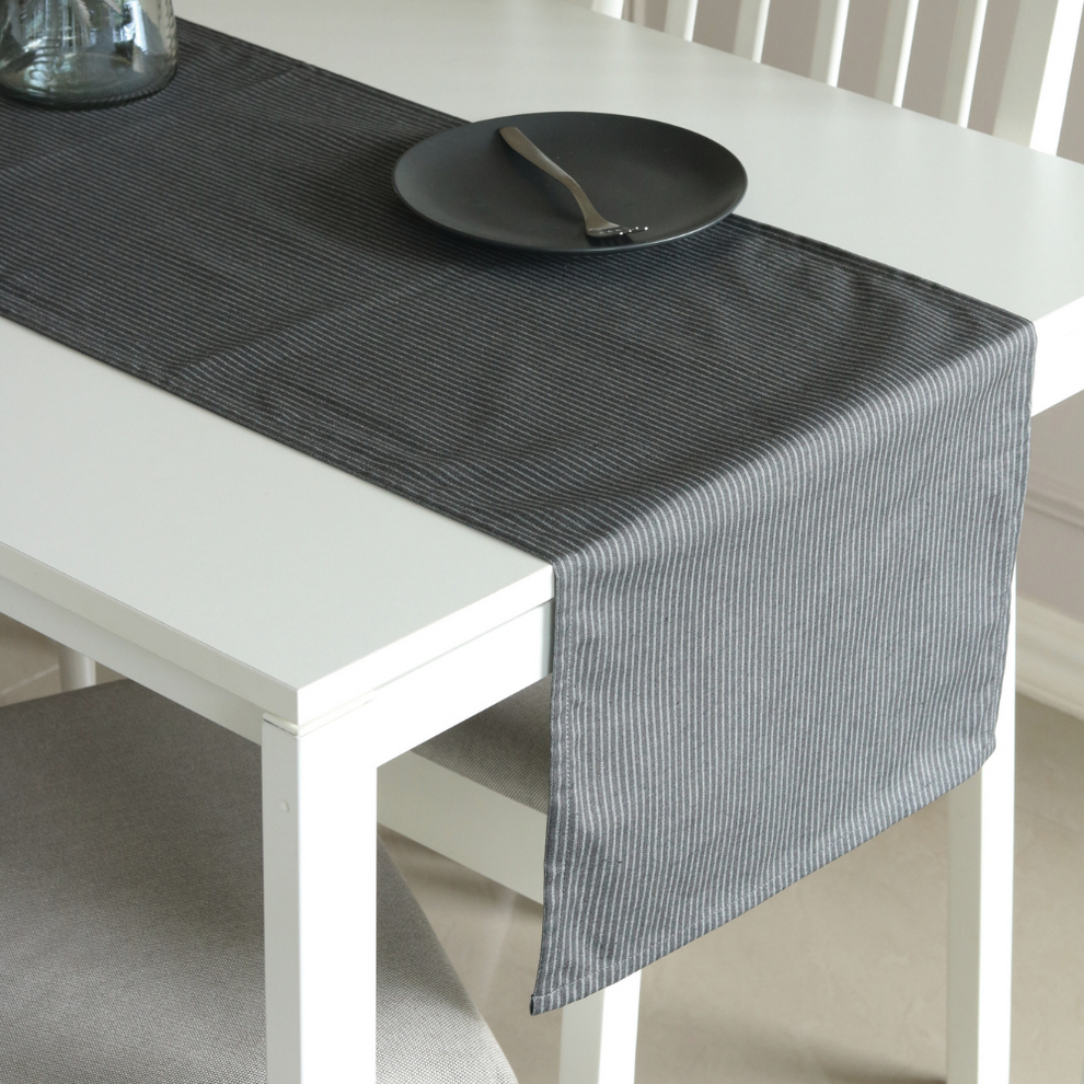 Wipeable & Anti-Slip Cotton Table Linen | Runners | Dark Slate | Woven ...