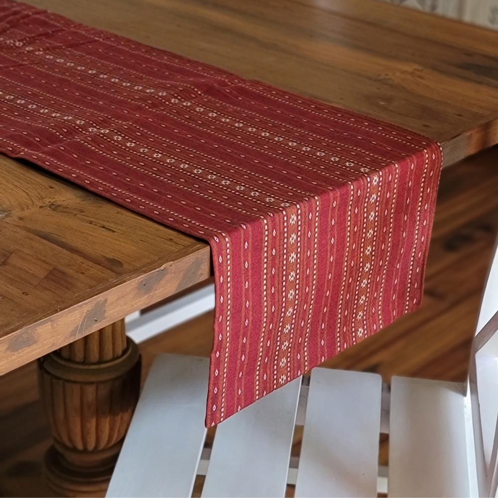 Wipeable & Anti-Slip Cotton Table Linen | Runners | Woven Ruby Red ...